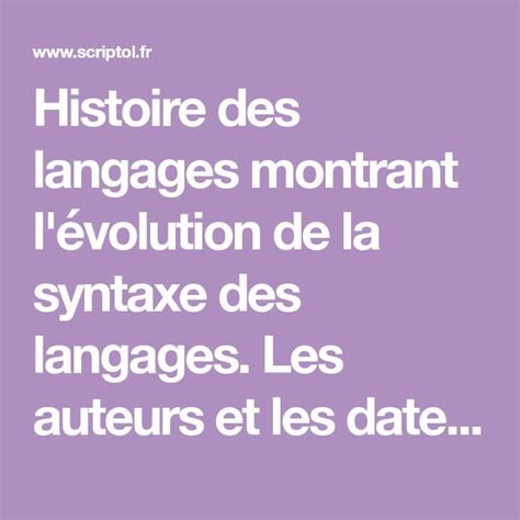 Histoire Et évolution Des Langages De Programmation