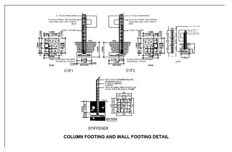 Column Footing And Wall Footing Detail C1f1 C1f2 Pdf