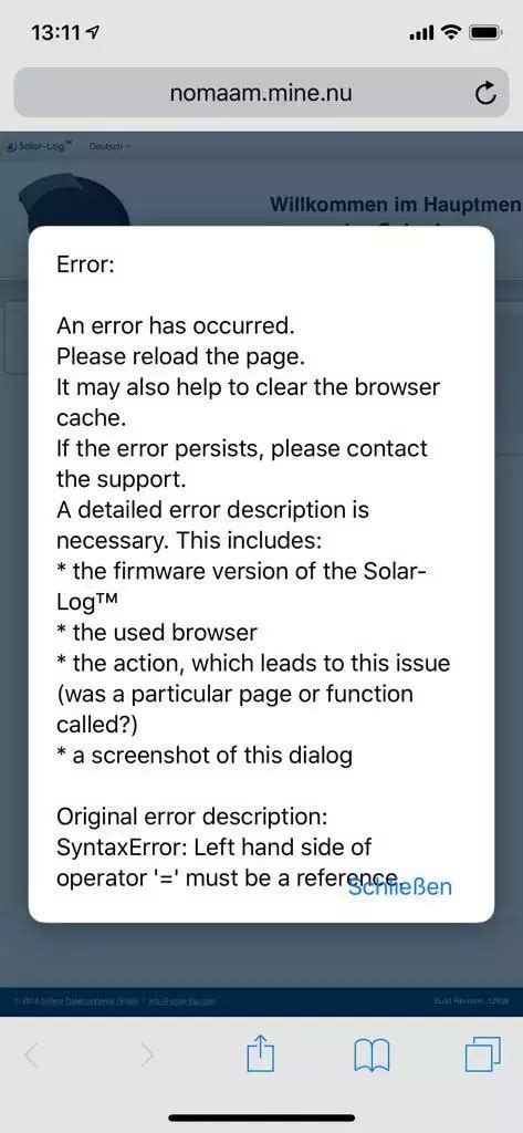 Fehler Beim öffnen Des Solarlog Via Ios Sds Probleme Mit Solar Log Photovoltaikforum
