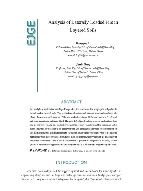 Analysis Of Laterally Loaded Pile Pdf Finite Element Method Bending