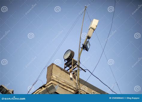 Light On Building Spotlight On Wall Stock Image Image Of Cement