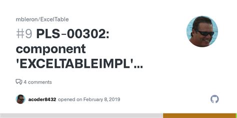 Pls 00302 Component Exceltableimpl Must Be Declared · Issue 9 · Mbleronexceltable · Github