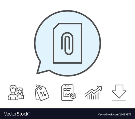 Attach Document Line Icon File Sign Royalty Free Vector