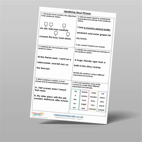 Using Noun Phrases Mixed Activity Resource Classroom Secrets