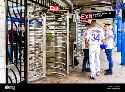 new york city usa october 28 2017 subway station entrance with