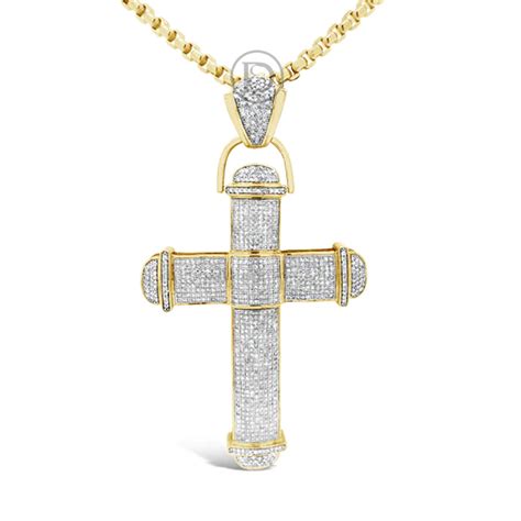Diamond Cross Pendant 250 Ctw Round Cut 10k Yellow Gold Exotic Diamonds