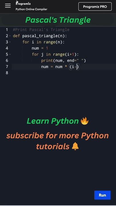 🔢 Print Pascals Triangle In Python Step By Step Guide For Beginners