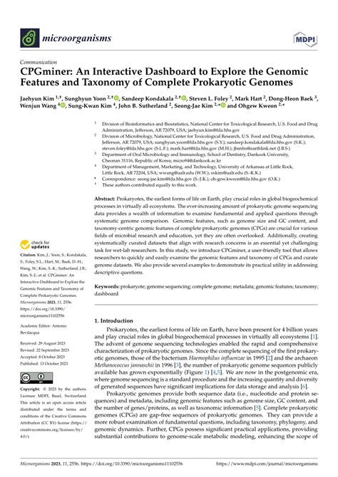 Pdf Cpgminer An Interactive Dashboard To Explore The Genomic Features And Taxonomy Of
