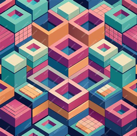 Cube Seamless Texture 3d Isometric Background Pattern Geometric Illustration Premium Ai