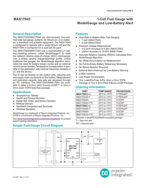 Max17043 Datasheet Pdf Download All Parts Marking And In Stock