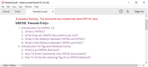 java cerate lists in pdf codeexamples
