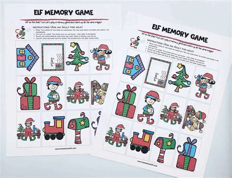 Elf On The Shelf Memory Game Printable