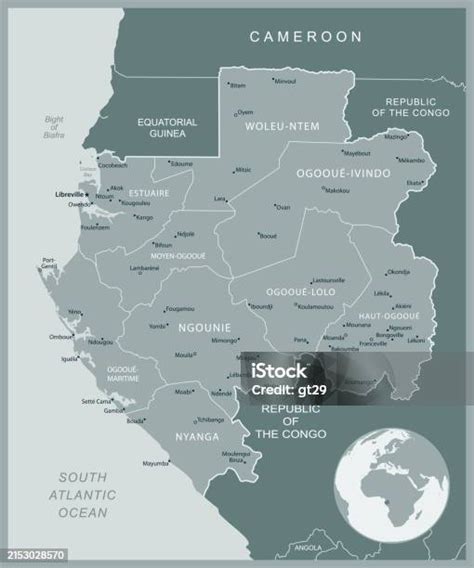 가봉 행정 구역 국가를 가진 상세한 지도 벡터 일러스트 레이 션 가봉에 대한 스톡 벡터 아트 및 기타 이미지 가봉 개체 그룹 거리표식 Istock