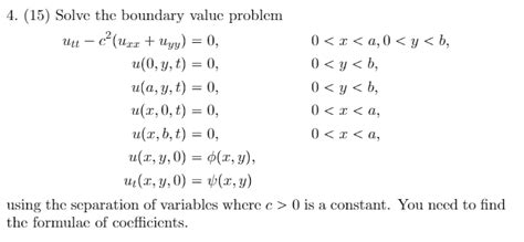 solved 4 15 solve the boundary value problem ut c uzx