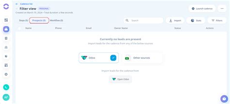 Importing Leads Using Filter View Odoo Ringover Help Center