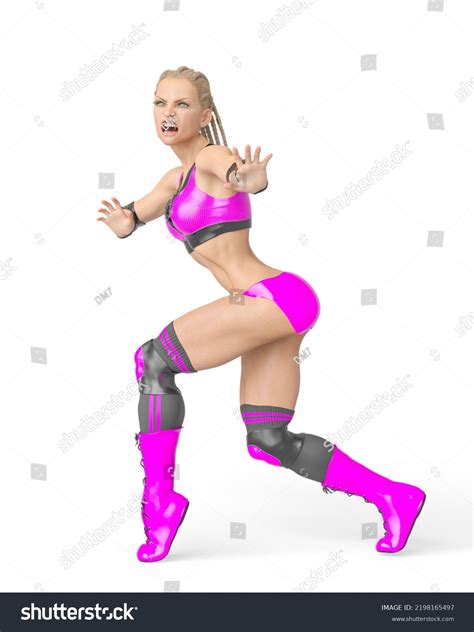 Wrestling Girl Doing Epic Comic Pose Stock Illustration 2198165497