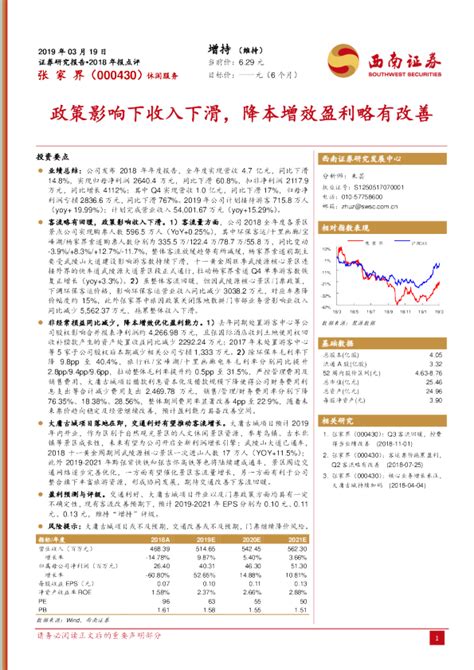 2018年报点评：政策影响下收入下滑，降本增效盈利略有改善