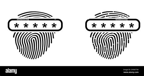 Password Security Concept Cartoon People Fingerprint Or Finger Print Pictogram Personal Touch