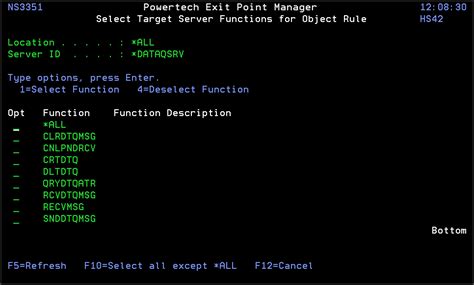 Select Target Functions For Object Rule Panel