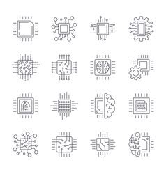 Cpu Microprocessor And Chips Icons Set Royalty Free Vector