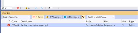 C Error Cs0443 Syntax Error Value Expected