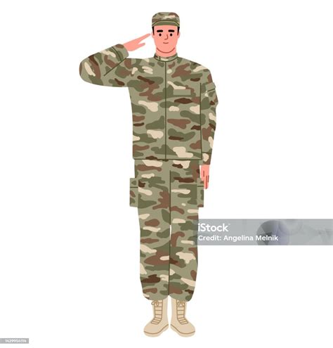 군인 군인 경례 육군 복무 군대 군대에 전화하십시오 동원 평면 벡터 그림입니다 경례에 대한 스톡 벡터 아트 및 기타 이미지 경례 군사 Militarism Istock