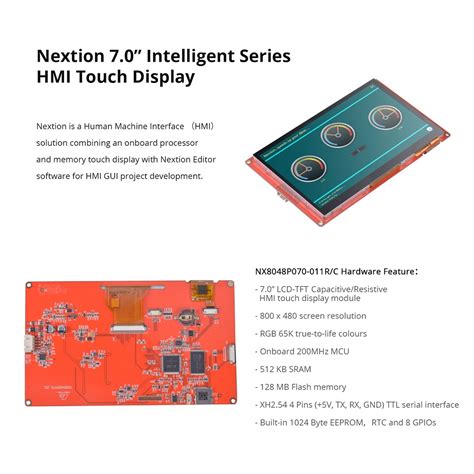 Nextion Nx8048p070 011c 7 0 Inch Intelligent Series Hmi Capacitive Touch Display Without