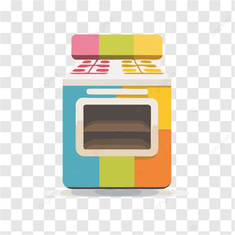 다양한 색상이 적용된 오븐 아이콘 벡터 흰색 배경에 주방 범위의 단순한 다채로운 아이콘 그림자 없음 작은 프레임 중앙 Png 일러스트 및 벡터 에 대한 무료 다운로드