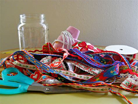 Ribbon Scrap Jar DIY Running With A Glue Gun