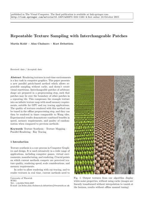 Pdf Repeatable Texture Sampling With Interchangeable Patches
