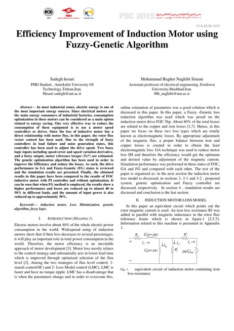 Pdf Efficiency Improvement Of Induction Motor Using Fuzzy Genetic