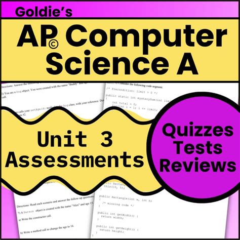 Ap® Csa Unit 3 Class Creation Goldies Assessments By Goldies Math Emporium