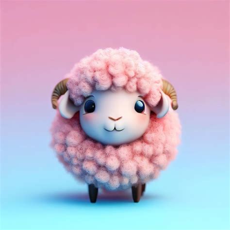 A Pink Sheep With Curly Horns Is On A Blue And Pink Background Premium Ai Generated Image