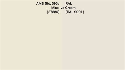AMS Std 595a Misc 37886 Vs RAL Cream RAL 9001 Side By Side Comparison