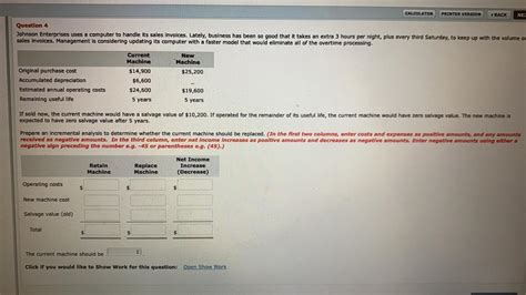 Solved CALCULATOR PRINTER VERSION Chegg Com