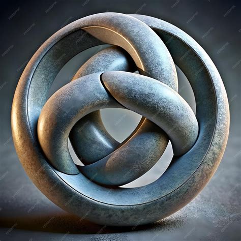 Abstract 3d Element With A Metallic Texture Depicting Interlocked Rings In A Complex Pattern
