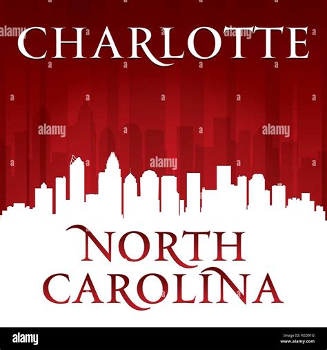 Charlotte North Carolina City Skyline Silhouette Vector Illustration
