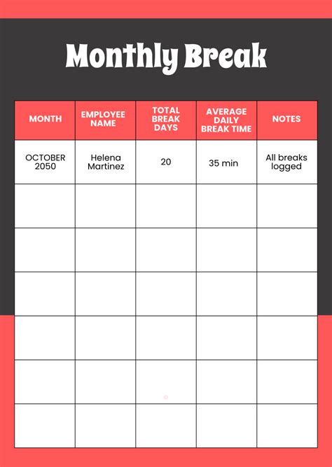 Free Break Templates To Edit Online