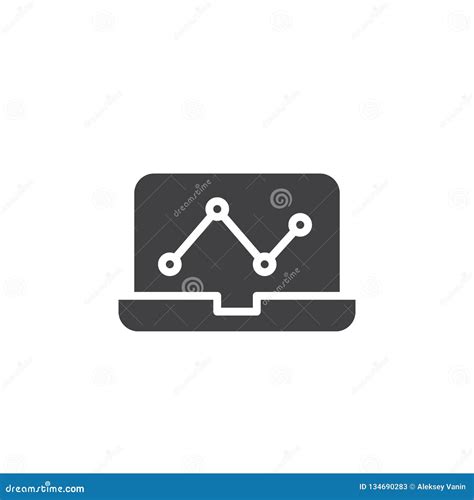 Laptop With Analytics Graph Vector Icon Stock Vector Illustration Of