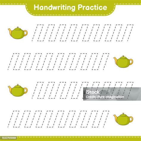 필기 연습 주전자의 라인을 추적할 수 있습니다 교육 어린이 게임 인쇄 워크 시트 벡터 일러스트레이션 0명에 대한 스톡 벡터 아트