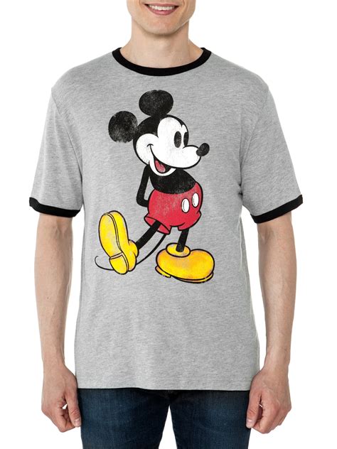 Disney Disney Mickey Mouse Retro Ringer T Shirt Short Sleeve Gray