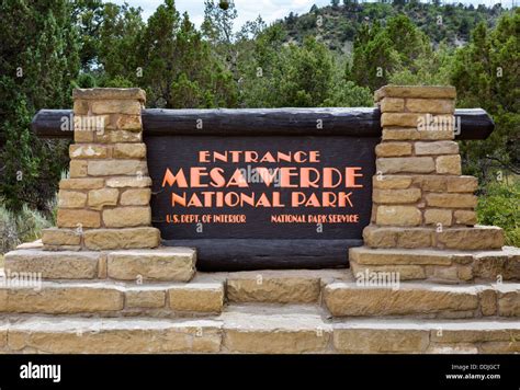Panneau Dentrée Pour Le Parc National De Mesa Verde Colorado Usa