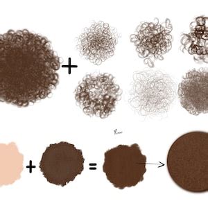 Procreate Curl Brushes Procreate Dual Color Curl Brushes Realistic Curl Brushes Hair Brushes