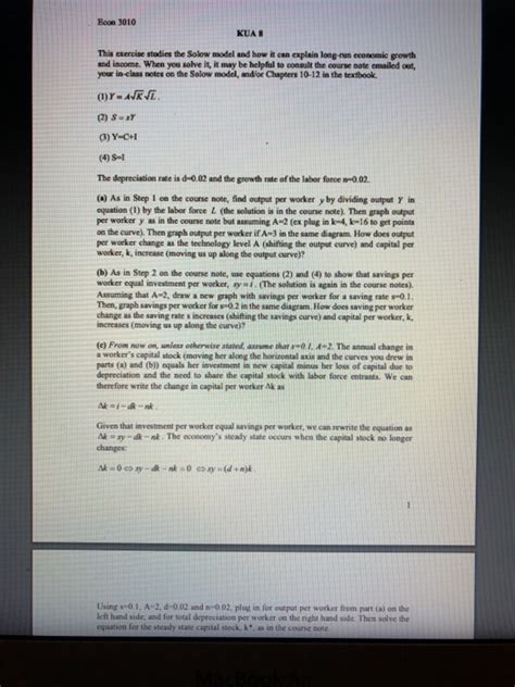 D Find Steady State Output Per Worker YAk Savings Chegg Com