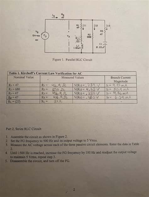 AC Circuit Analysis Experiment 8 Parallel RLC Chegg Com