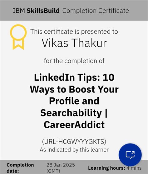 Got A Certificate Of Completion From Ibm Skillsbuild For Linkedin Tips Vikas Thakur