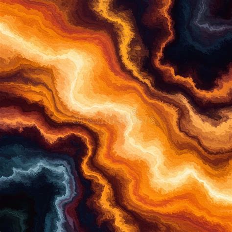 Abstract Artwork Featuring Fluid Patterns With Swirling Colors In Deep Oranges Yellows Stock