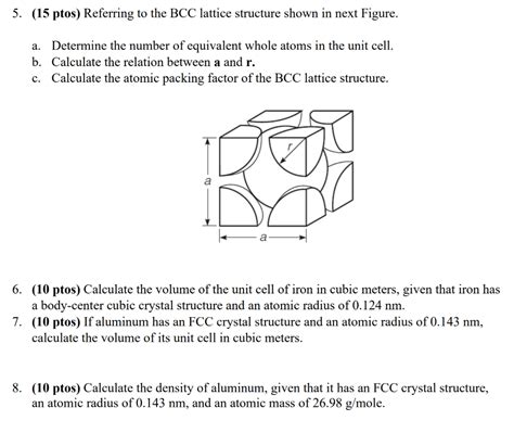 Solved 5 15 Ptos Referring To The BCC Lattice Structure Chegg Com