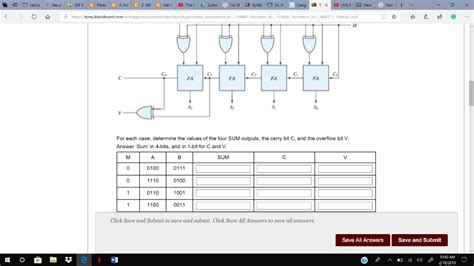 solved the adder subtractor circuit has the following values