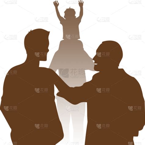 父亲节简约父子人物剪影元素素材